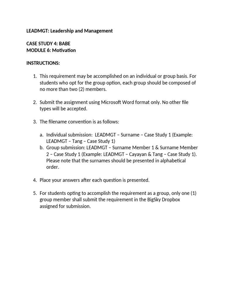 Babe's Leadership and Motivation Case Study | PDF | Herding Dogs ...