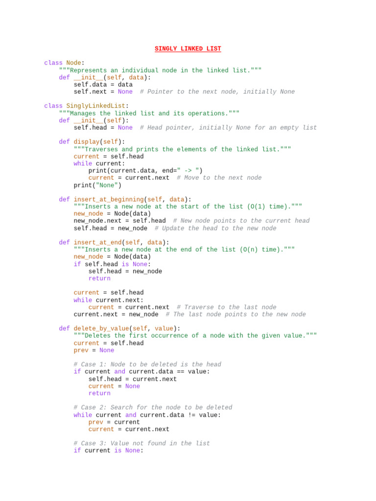 Singly Linked List | PDF | Algorithms And Data Structures | Computer Programming
