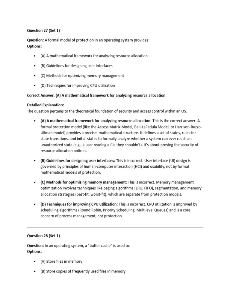 Operating System (OS) PREVIOUS YEAR QUESTIONs | PDF | Operating System ...