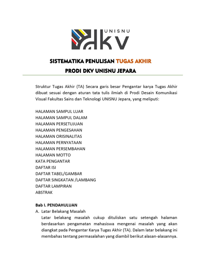 Panduan Penulisan Tugas Akhir DKV | PDF