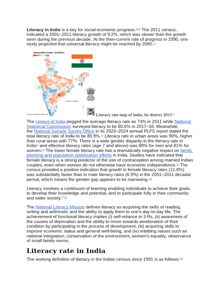Literacy in India | PDF | Literacy