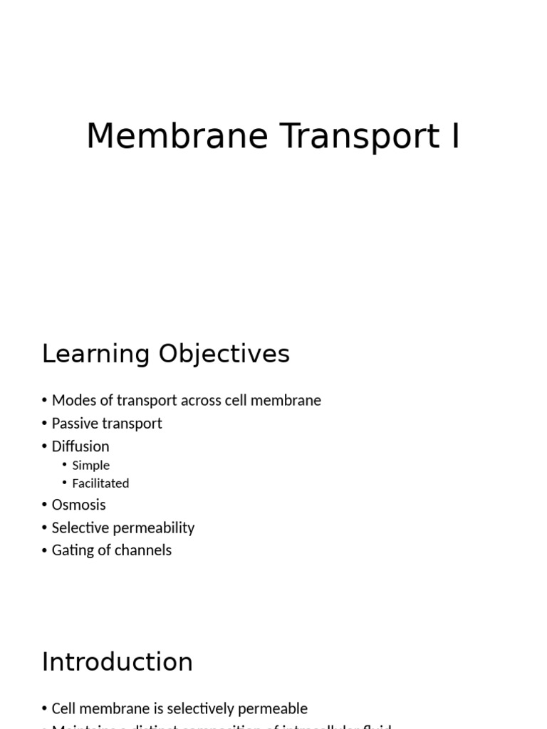 Transport Across Membrane I | PDF | Osmosis | Ion Channel