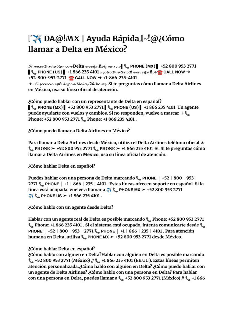 ¿Cómo llamar a Delta en México? | PDF | Chat en linea | Aerolíneas delta