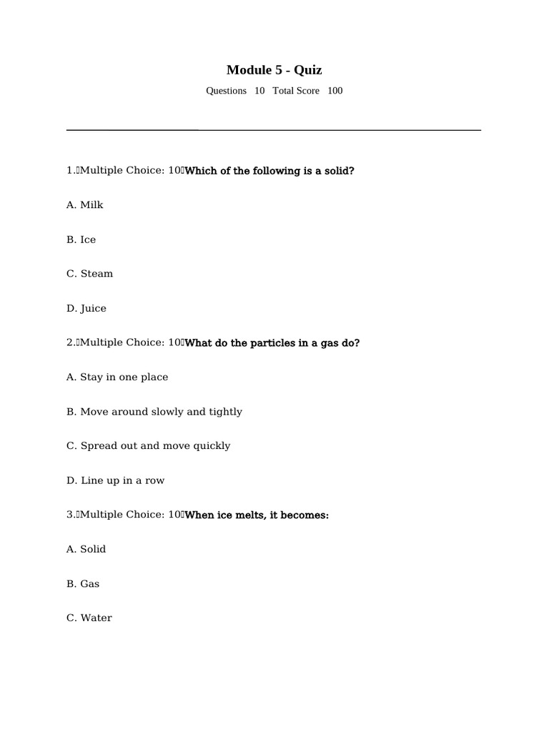 Science Foundation - Module 5 - Quiz | PDF