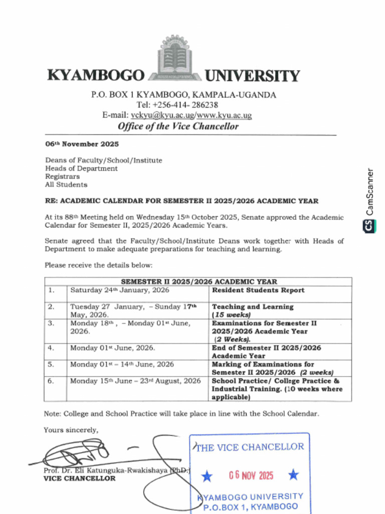 Academic Calendar For Semester II | PDF