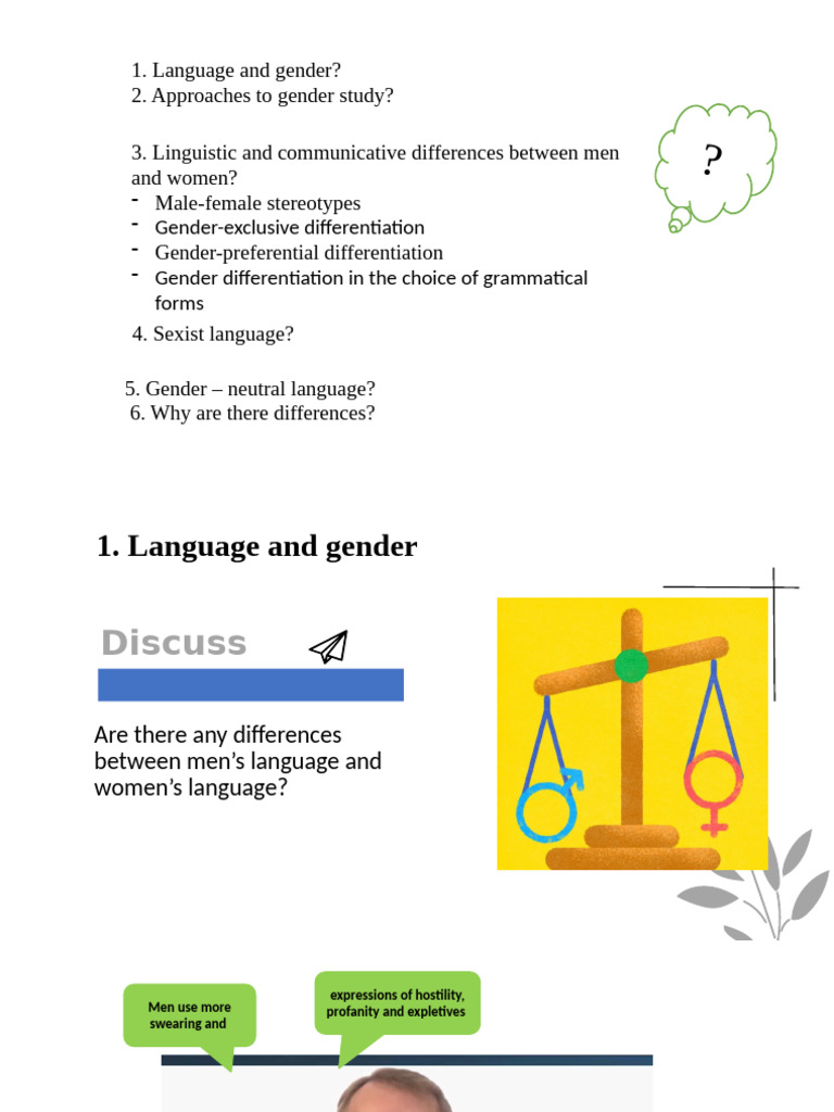 7 Lan & Gender | PDF | Grammatical Gender | Nonverbal Communication