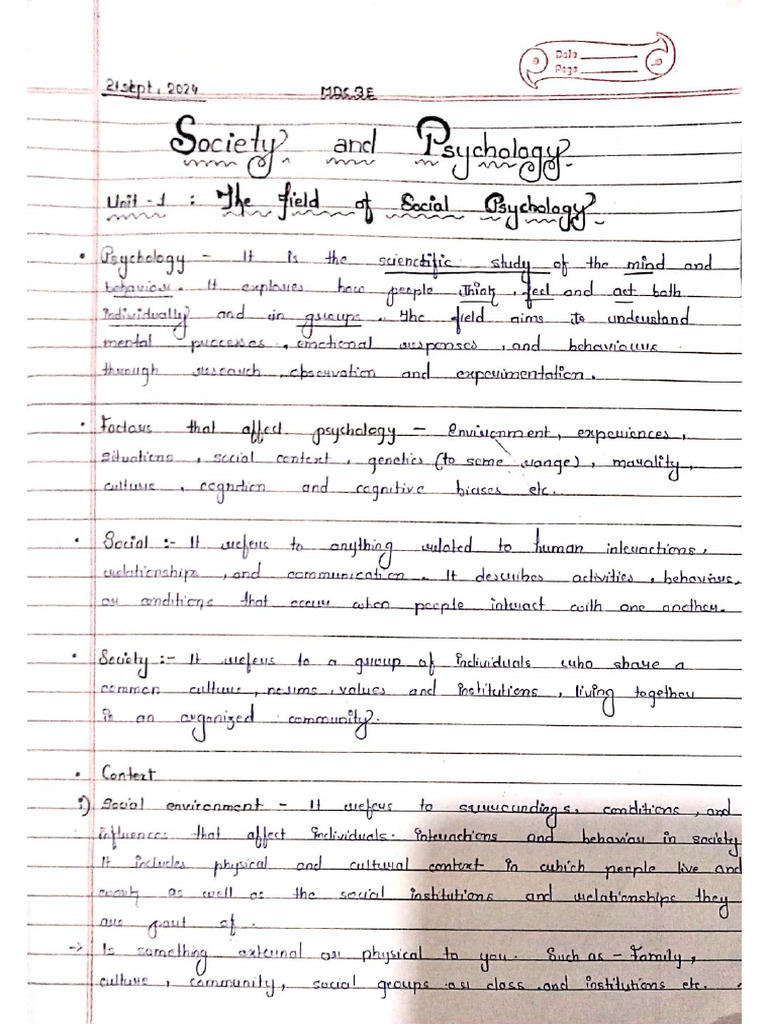 Social Psychology Unit 1 | PDF