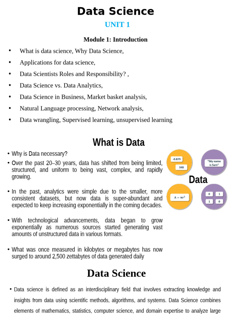 Data Science Mod 1 & 2 | PDF | Data Science | Analytics