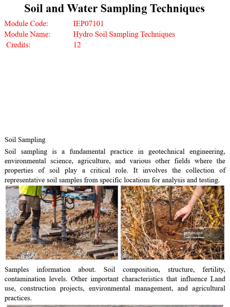 Soil Sampling Techniques Overview | PDF | Soil | Earth Sciences