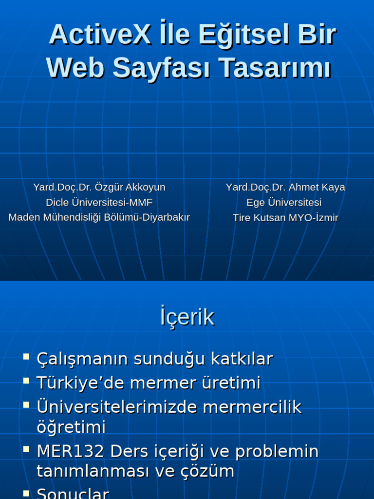 Activex İle Eğitsel Bir Web Sayfası Tasarımı | PDF