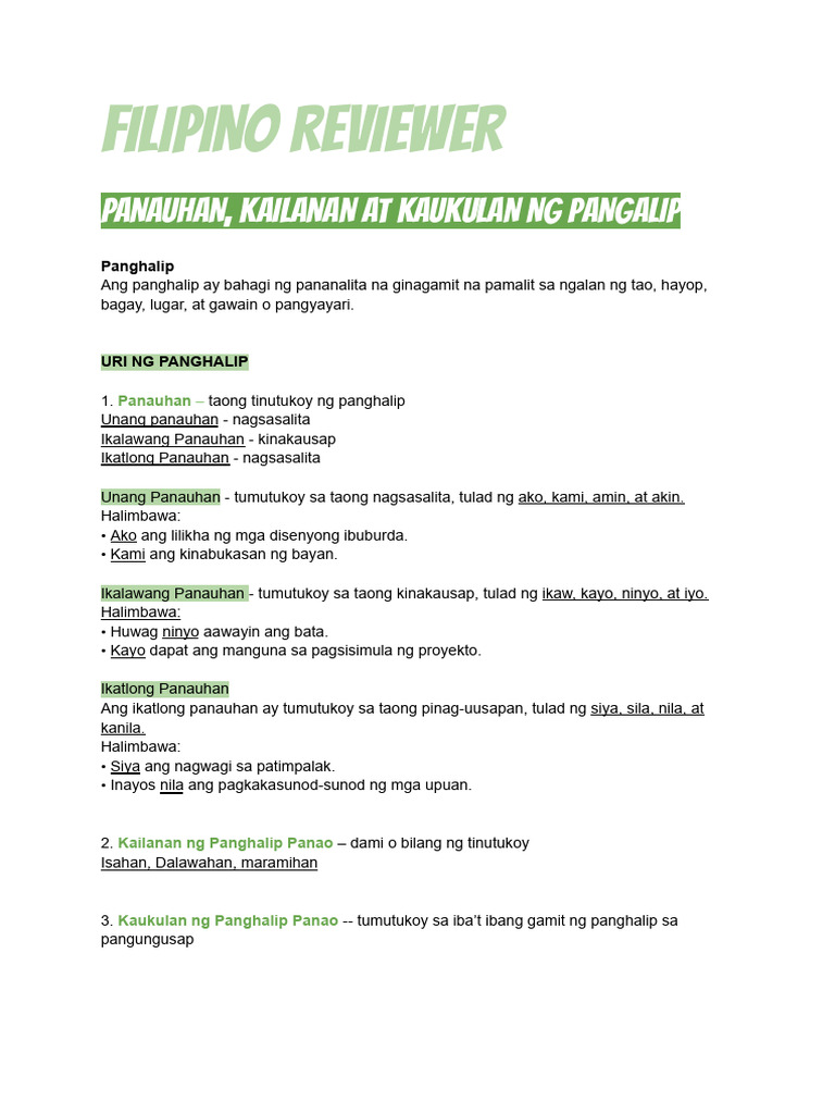 Filipino Reviewer | PDF