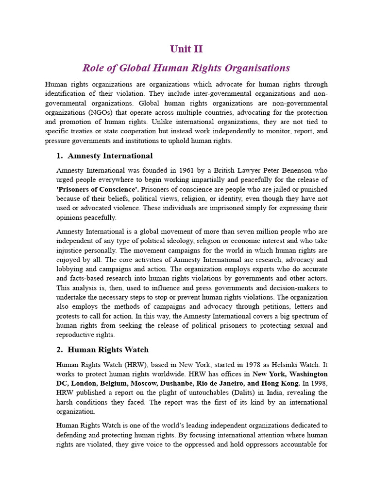 Global Human Rights Organizations Overview | PDF | Human Rights Watch ...