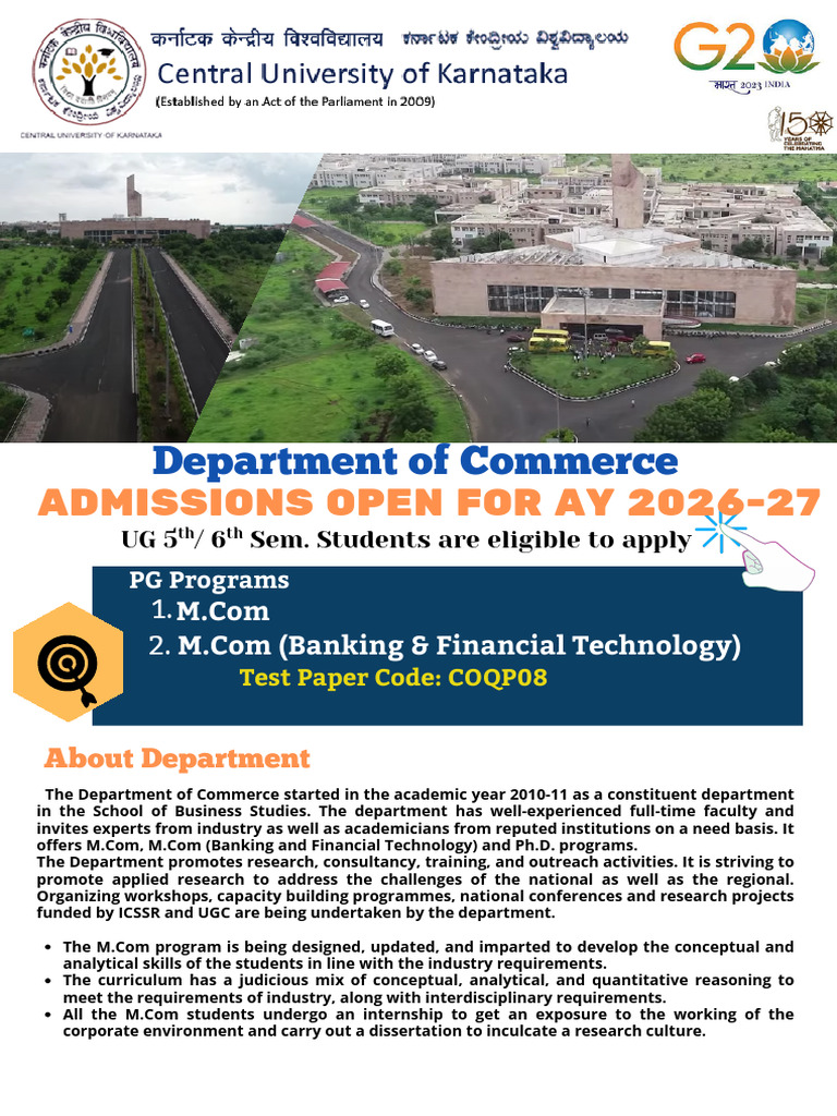 Admission PG 2026 Dept of Commerce CUK 19122026 (1) | PDF | Higher ...