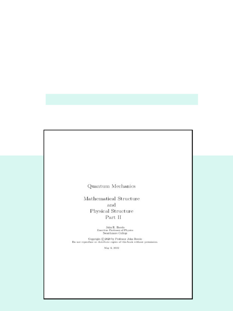 (Ebook) Quantum Mechanics Mathematical Structure and Physical Structure ...