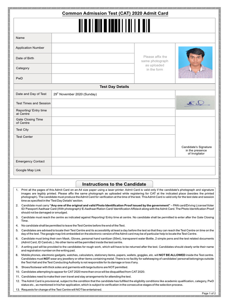 Candidate Hall Ticket | PDF | Identity Document