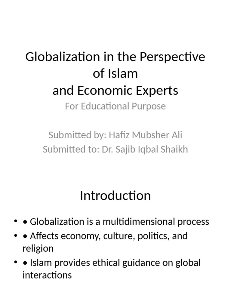 Globalization Islam Presentation Hafiz Mubsher Ali | PDF