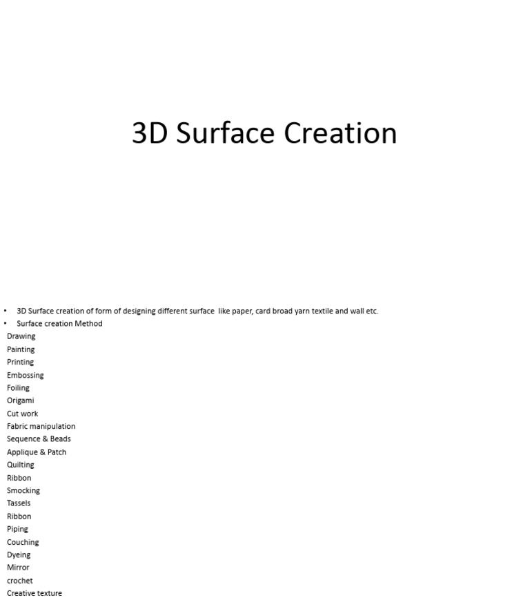 3D Surface Creation Techniques | PDF