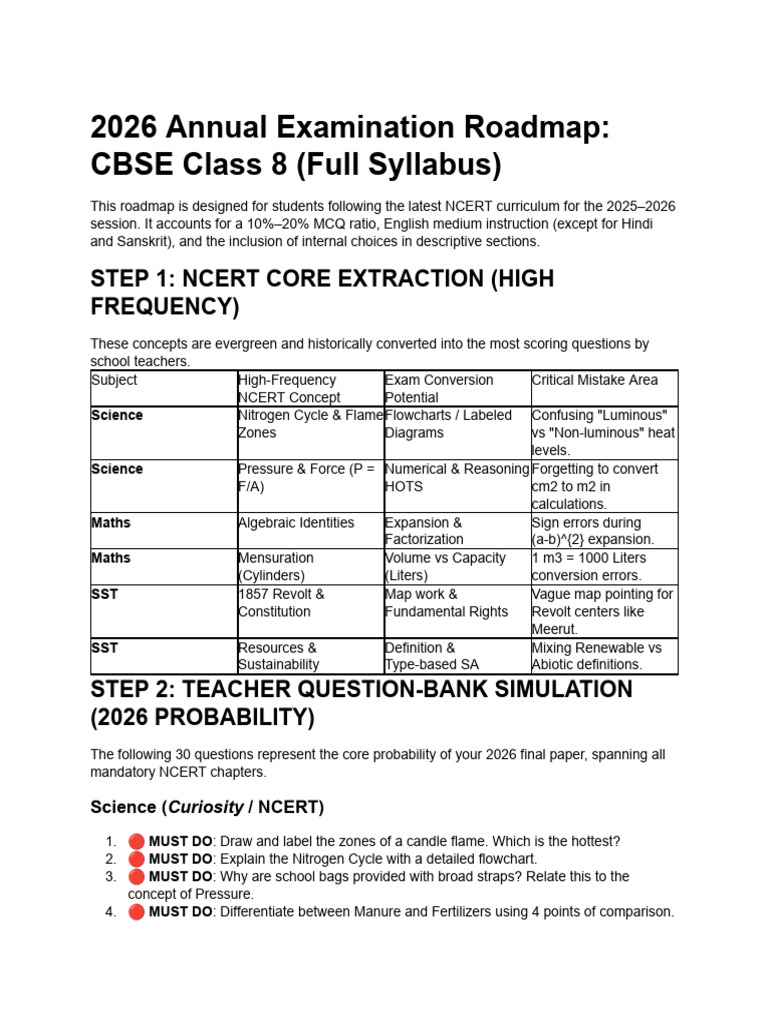 CBSE Class 8 Exam Strategy 2.0 | PDF | Mathematics