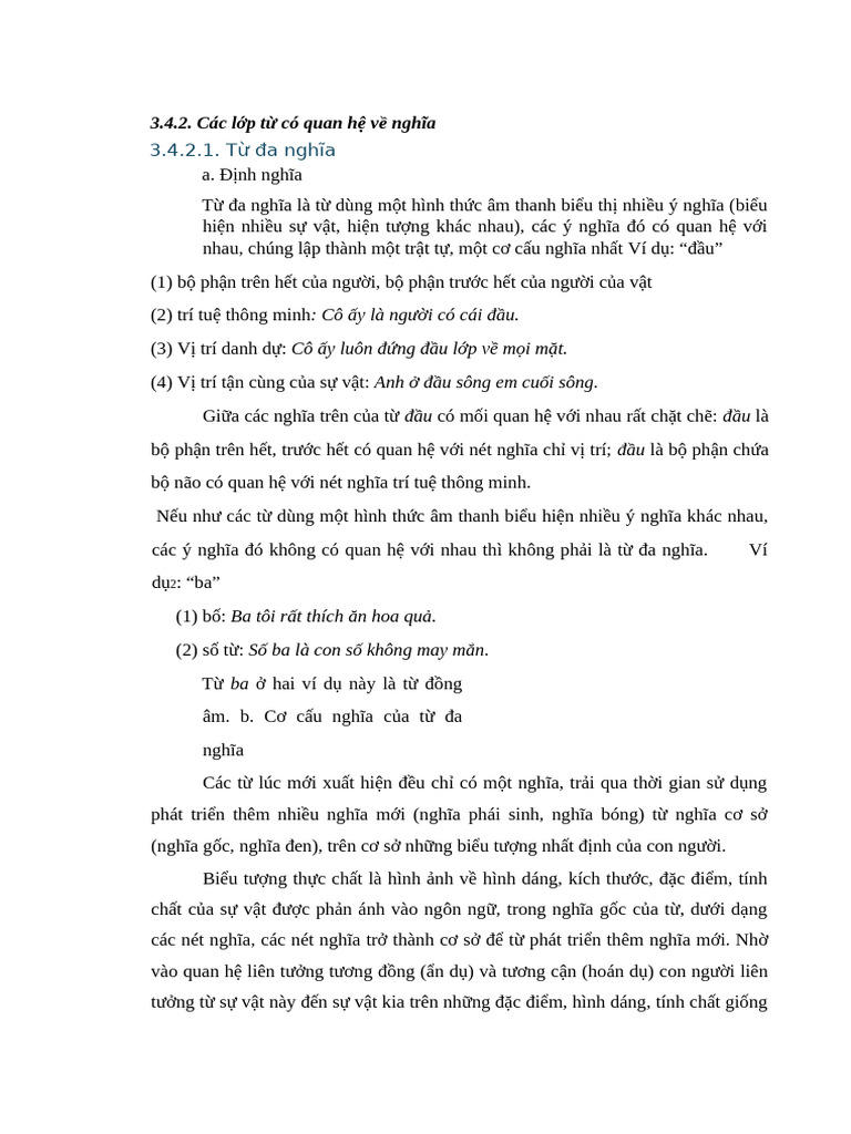 Các Lớp Từ Có Quan Hệ Về Nghĩa | PDF