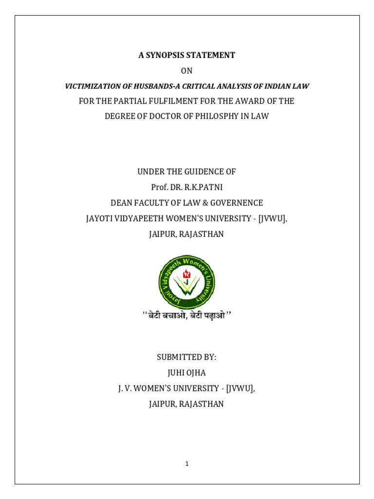Synopsis PHD | PDF | Domestic Violence | Violence