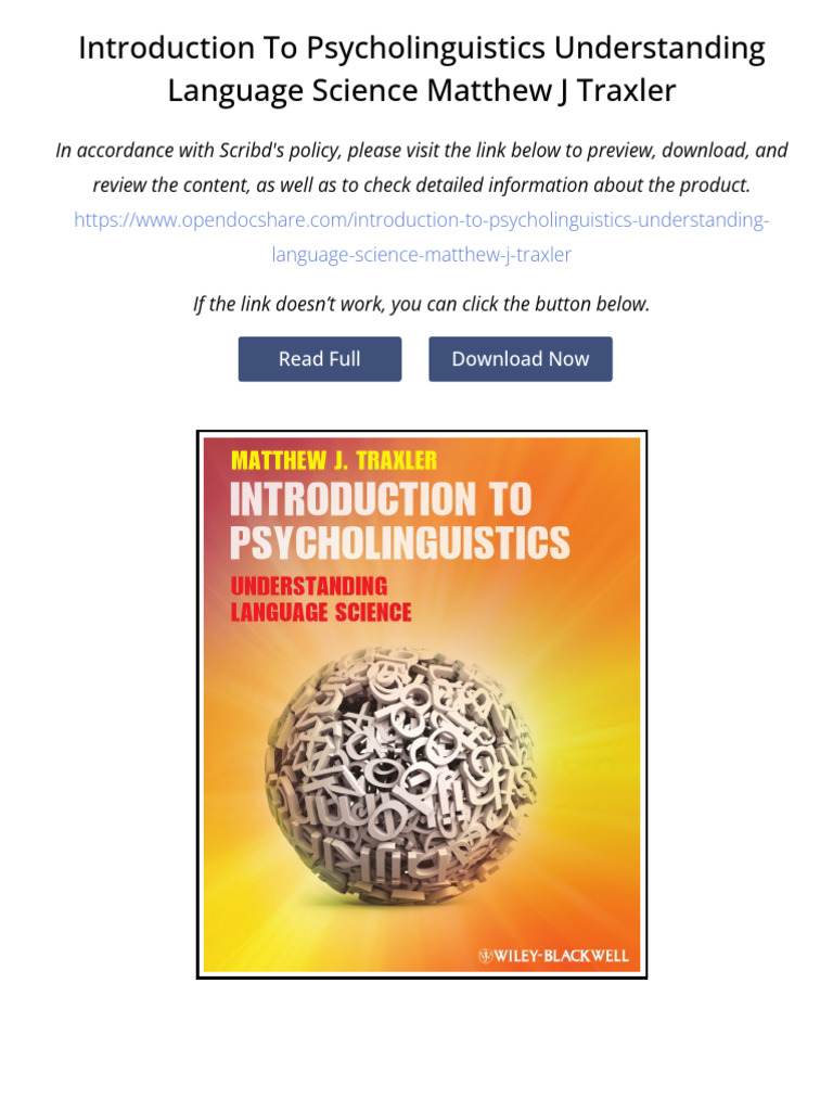 Introduction to psycholinguistics understanding language science ...