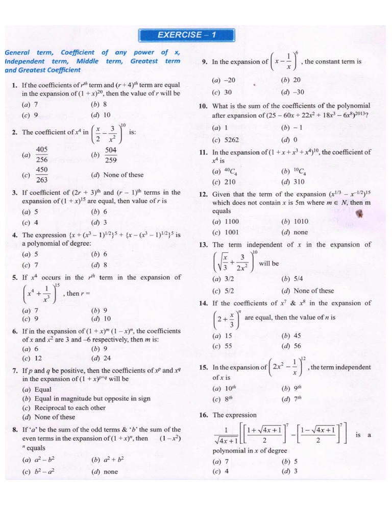 Binomial Worksheet | PDF