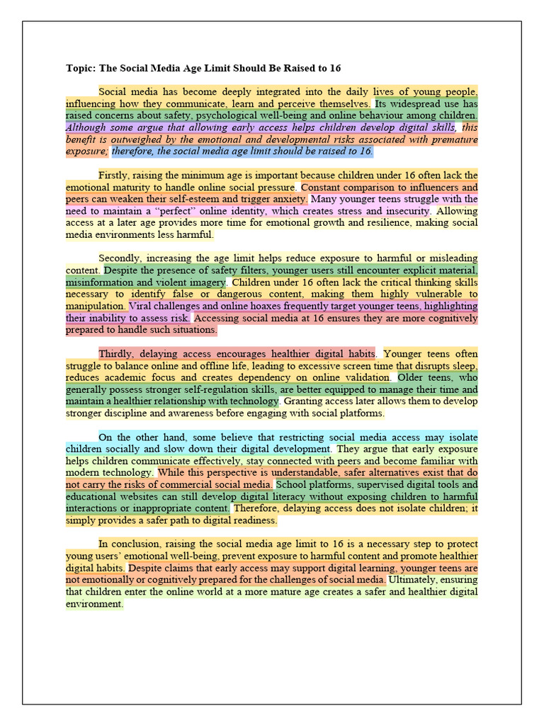 ARGUMENTATIVE ESSAY OUTLINE | PDF | Adolescence | Social Media
