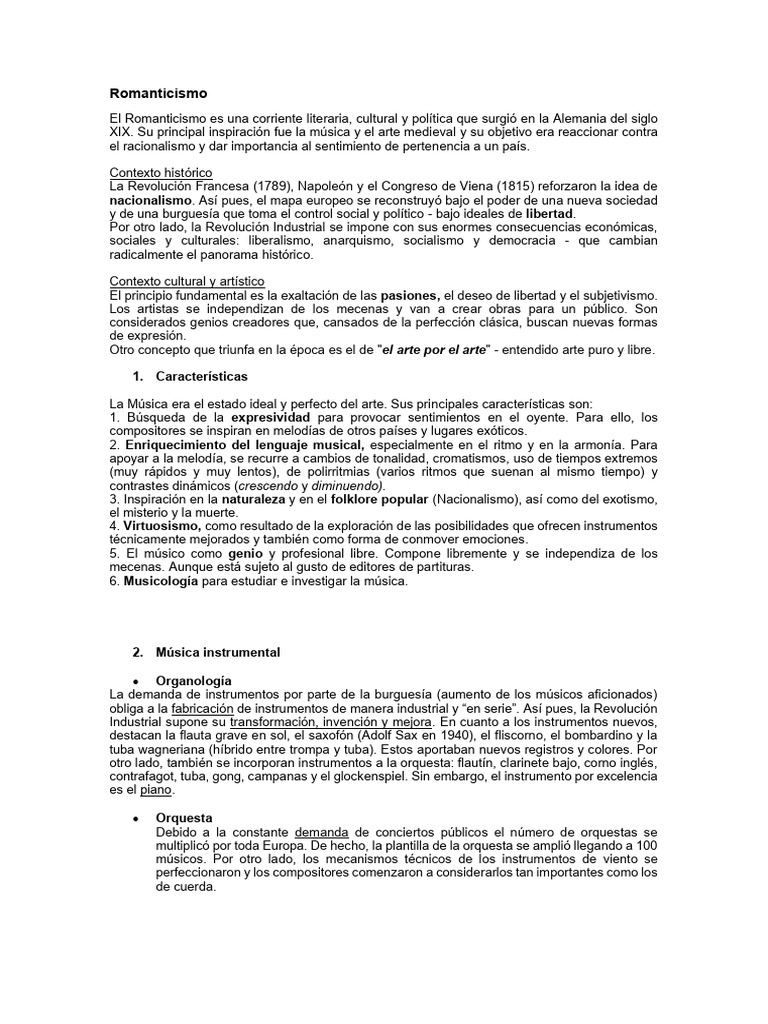 Romanticismo Musical | PDF | Orquestas | Ópera
