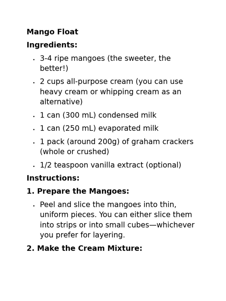 Mango Float Recipe | PDF