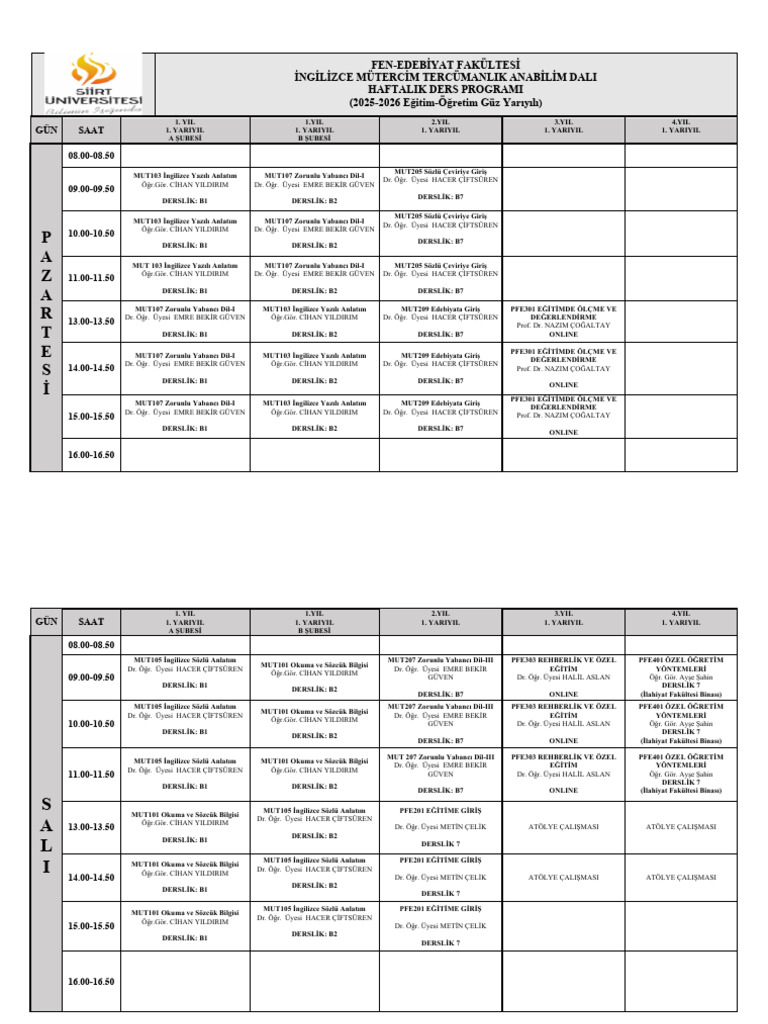 İNGİLİZCE MÜTERCİM TERCÜMANLIK ANABİLİM DALI 2025 2026 SONBAHAR DÖNEMİ ...