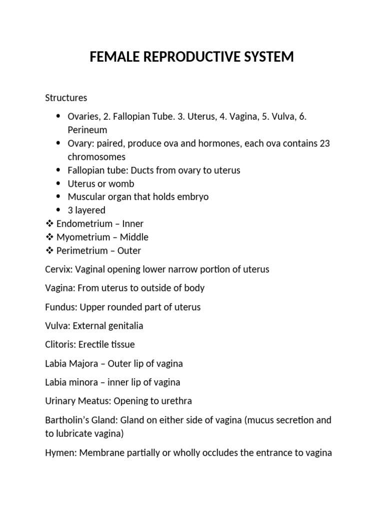 Overview of Female Reproductive Health | PDF | Uterus | Pregnancy