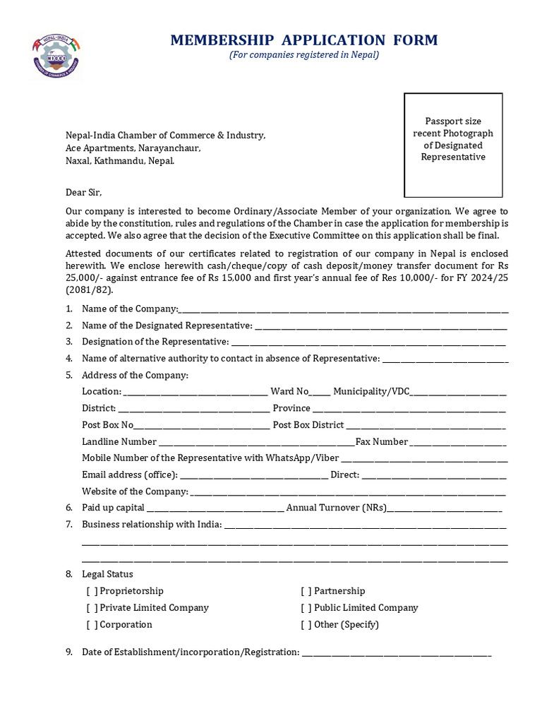 Membership Forms of Nicci Ordinary Member | PDF | Business