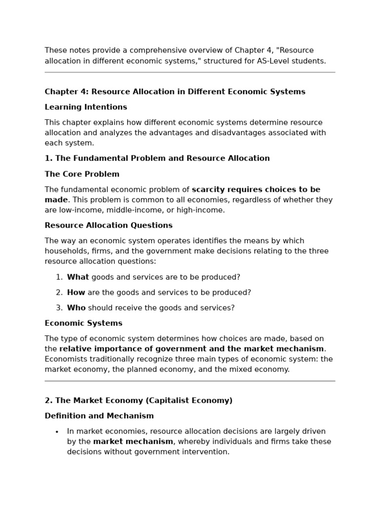 Resource Allocation in Economic Systems | PDF | Economic System ...