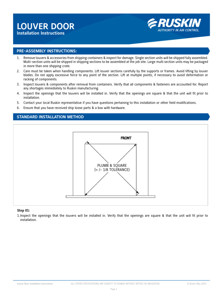 Louver and Architectural Solutions Installation 10207 | PDF | Screw