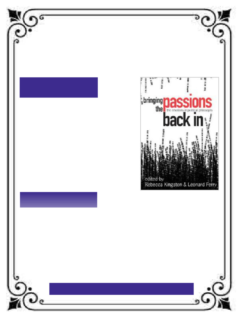 Bringing the Passions Back In The Emotions in Political Philosophy 1st ...