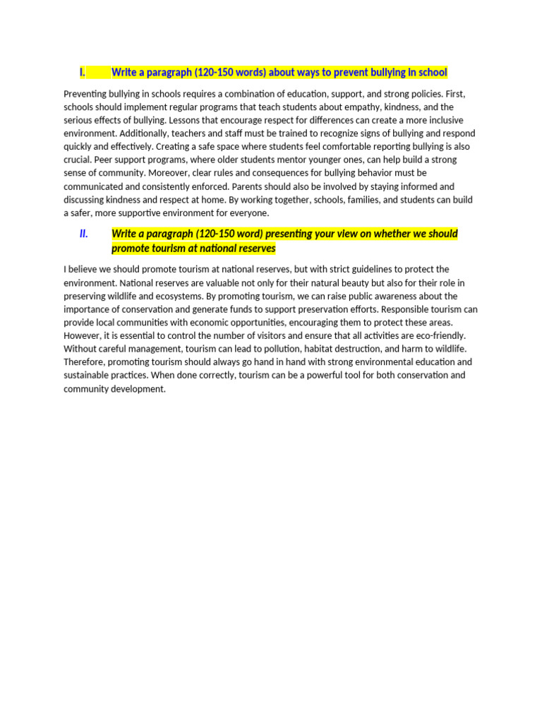 Write a Paragraph | PDF