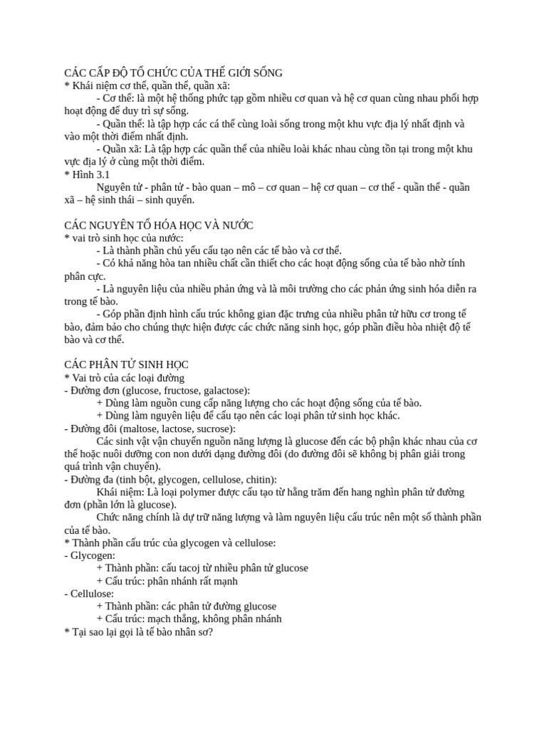 Các Cấp Độ Tổ Chức Của Thế Giới Sống | PDF
