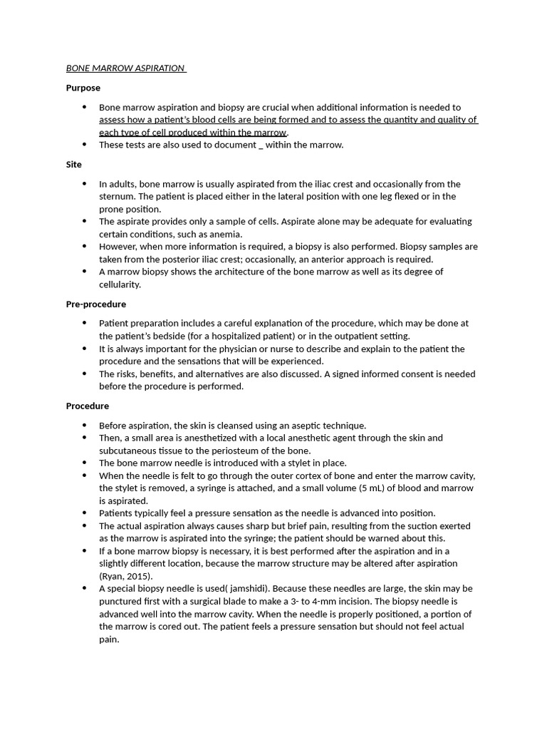 Bone Marrow Aspiration | PDF | Hematopoietic Stem Cell Transplantation ...