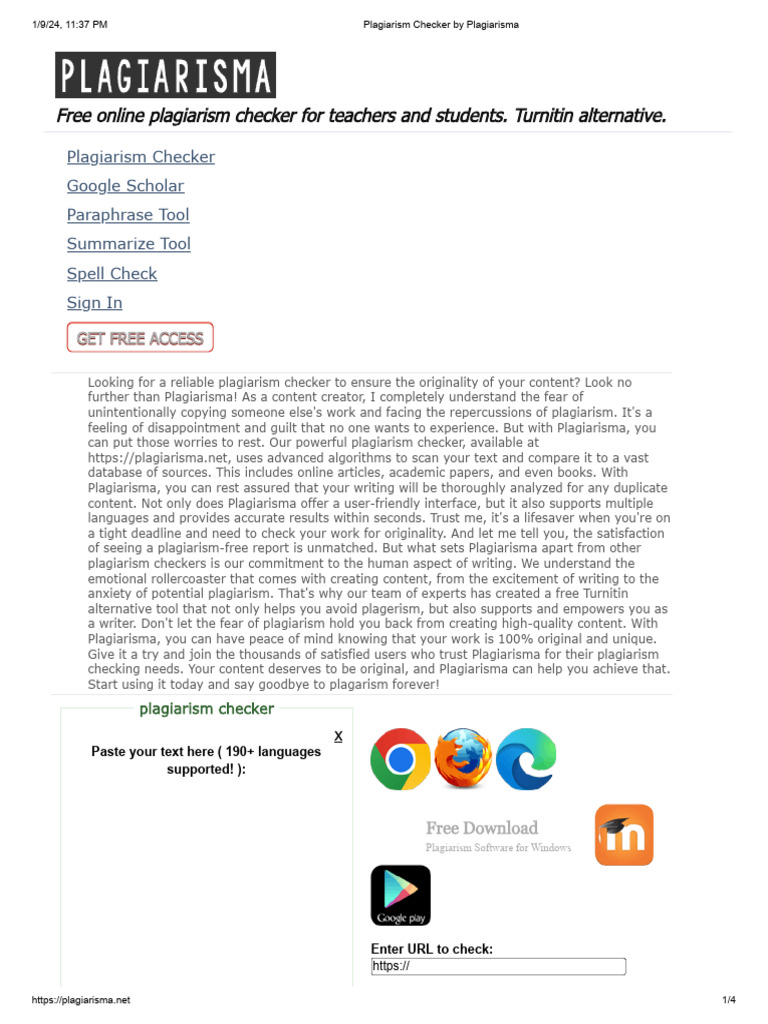 Free Plagiarism Checker for Students | PDF | Plagiarism | Turnitin