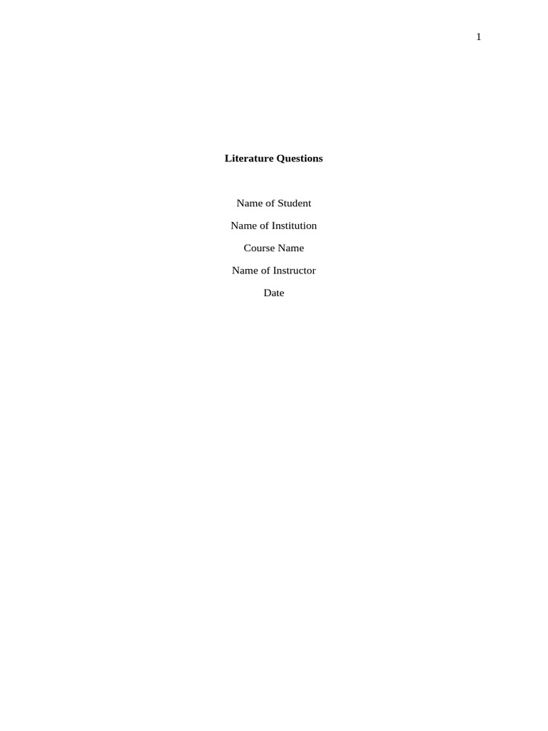 302771386 Literature Questions Revision | PDF | Don Quixote | Chivalry