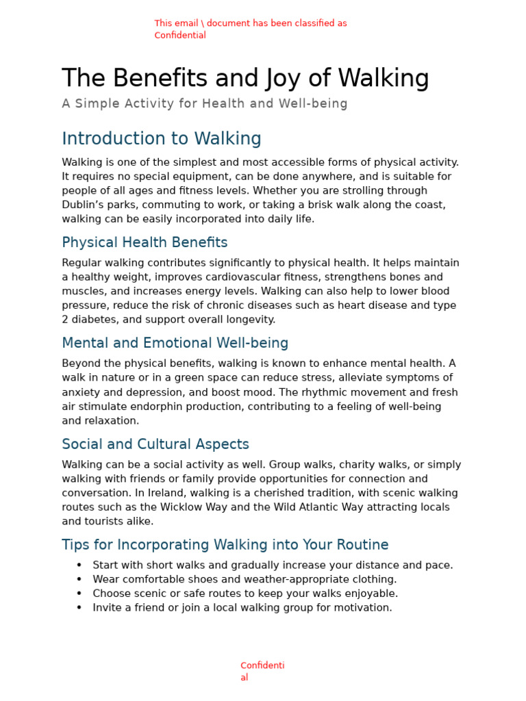 The Benefits and Joy of Walking | PDF | Physical Fitness | Walking