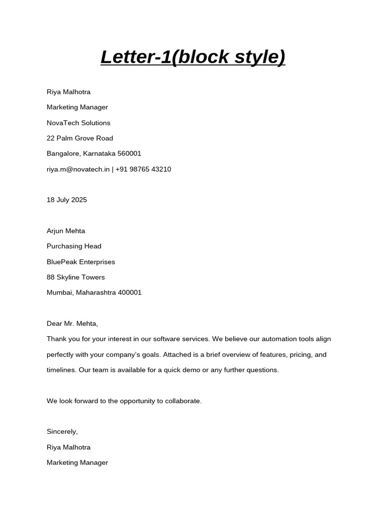 Business Correspondence Samples | PDF
