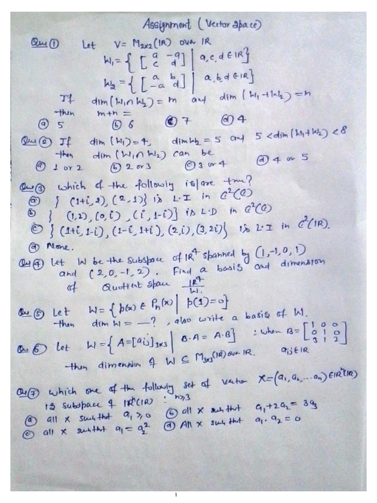 Linear Algebra Note 1 Pdf