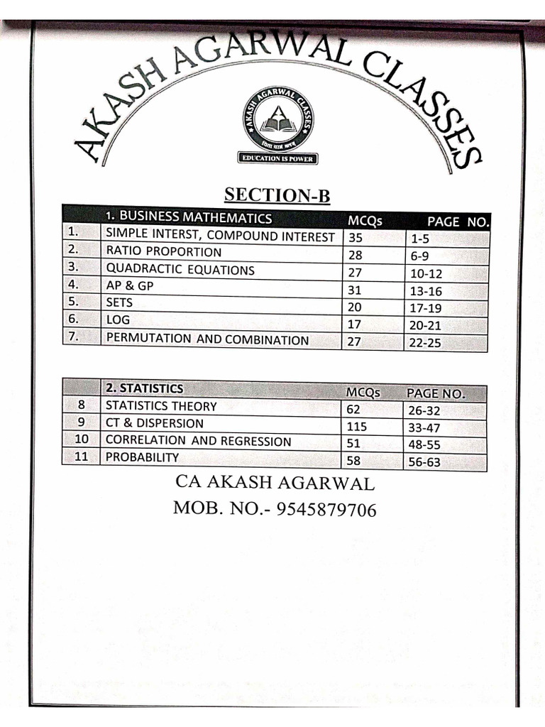 Maths and Statistics Mcq | PDF