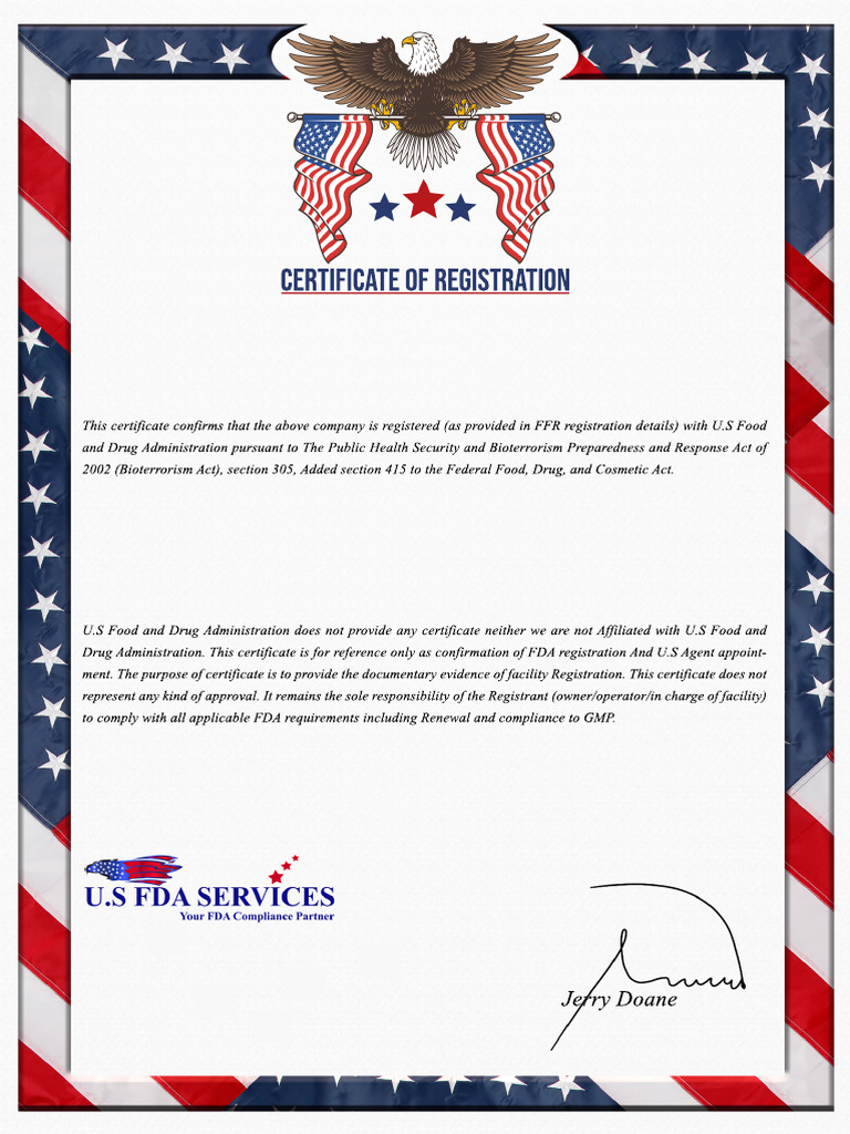 2025 FDA Certificate Naturenex | PDF