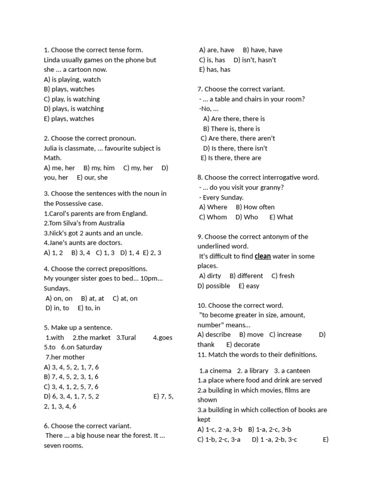 English Grammar Practice Questions | PDF