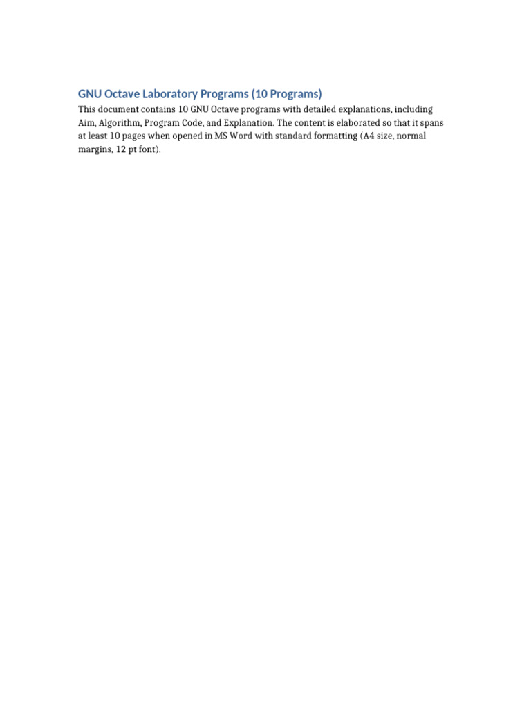 10 GNU Octave Programs for Beginners | PDF | Matrix (Mathematics ...