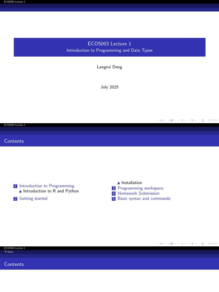 ECO5003 Lecture 1 Introduction to Programming | PDF | Computer Programming | Python (Programming ...