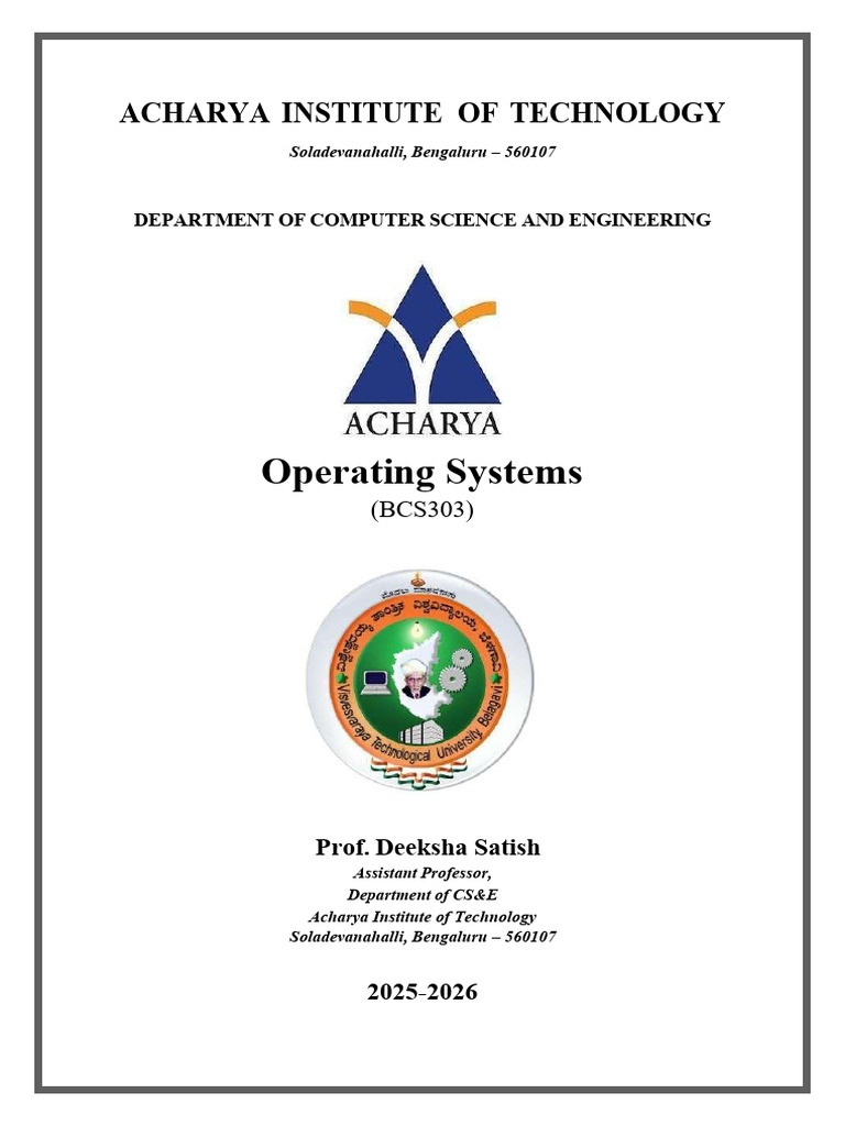 Operating Systems- Module 1-Study Material-Deeksha | PDF | Computer Data Storage | Operating System
