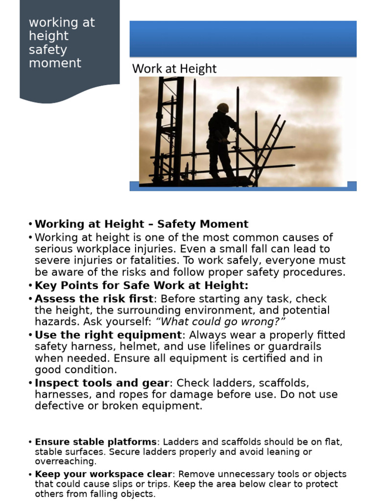 Working at Height Safety Moment | PDF
